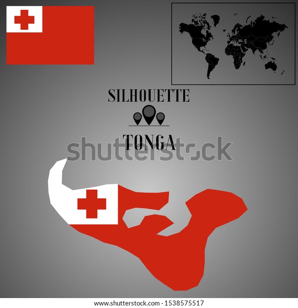 Tonga Outline World Map Silhouette Vector: vector de stock (libre de ...