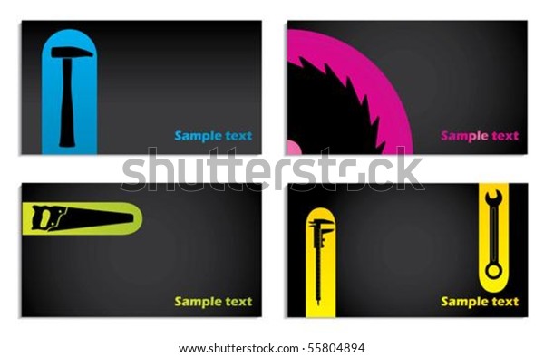Tool Business Card Set Four Stock Vector (Royalty Free) 55804894