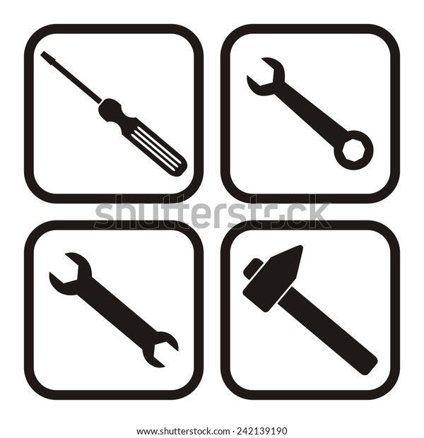 Tool Button Collectiion Four Tools Stock Vector (Royalty Free ...