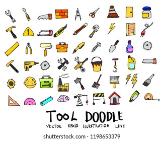 Working Construction Tools Doodles Collection Stock Vector (Royalty ...