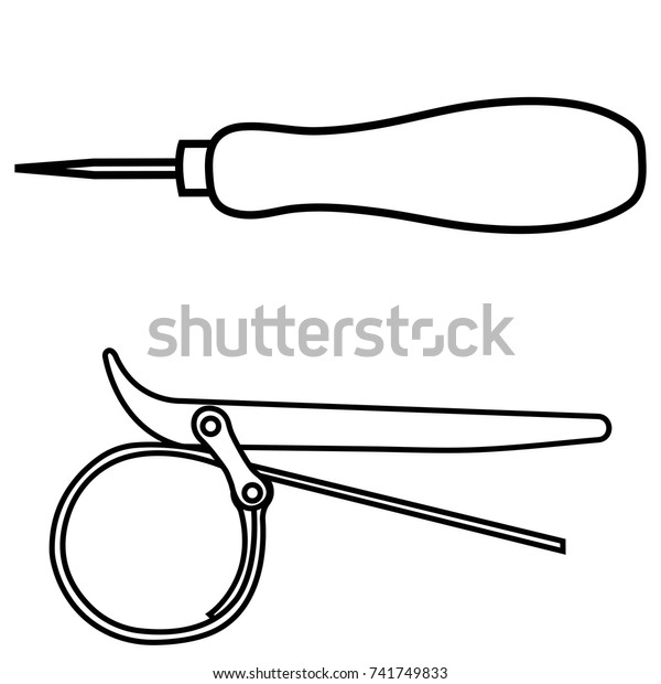 Tool Set Clamp Awl Line Pattern Stock Vector (Royalty Free) 741749833 ...