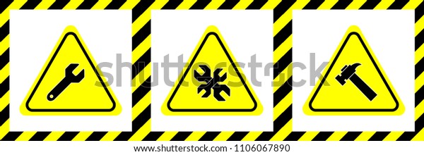 Tool Warning Yellow Signs Symbol Icons 库存矢量图（免版税）1106067890