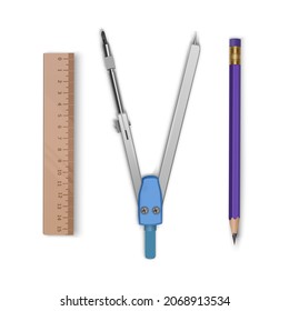 Tools Drawing Compass Pencil Ruler Icon Stock Vector (Royalty Free ...