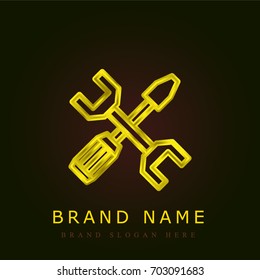 Tools Golden Metallic Logo Stock Vector (Royalty Free) 703091683 ...