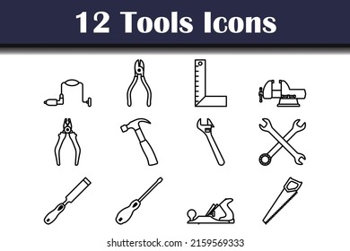 Tools Icon Set Bold Outline Design Stock Vector (Royalty Free ...