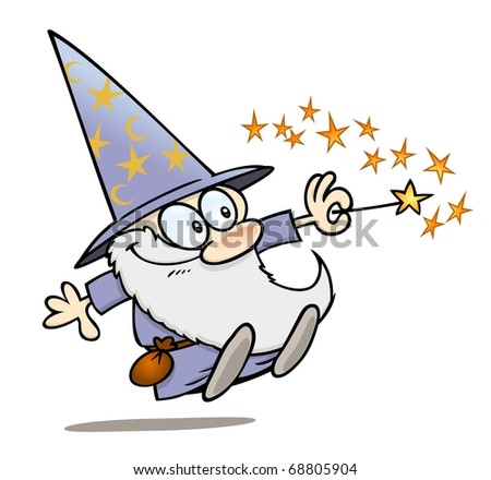 Toon Wizard Waving His Magic Wand Stock Vector (Royalty Free) 68805904 ...