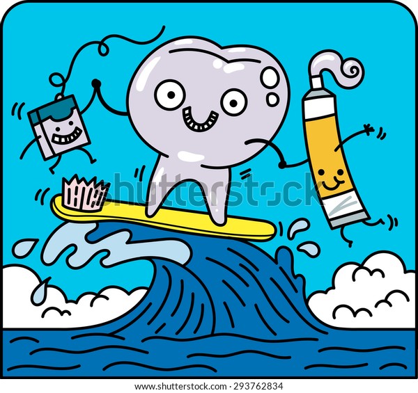 Tooth Animated Surfing Over Toothbrush Tube Stock Vector (Royalty Free ...