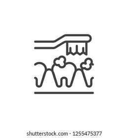 Tooth Brushing Outline Icon Linear Style Stock Vector (Royalty Free ...