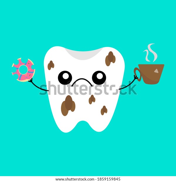 Tooth Cartoon Character Covered Brown Spots Stock Vector (Royalty Free ...