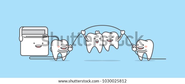 Tooth Character Jumping Floss Illustration Vector: เวกเตอร์สต็อก (ปลอด ...