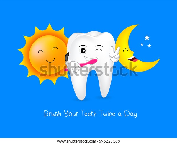 Tooth Character Sun Moon Brush Your Stock Vector (Royalty Free) 696227188