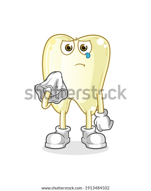 Tooth Cry Tissue Character Cartoon Mascot Stock Vector (Royalty Free ...
