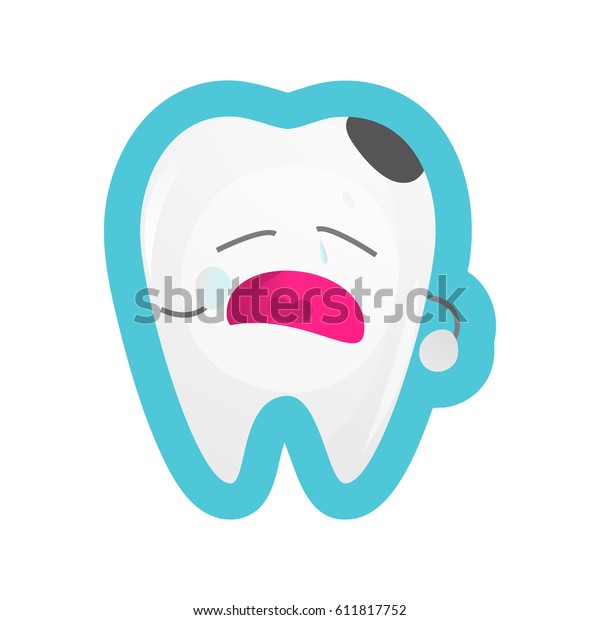 Tooth Emoji Sticker Crying Caries Isolated Stock-vektor (royaltyfri ...