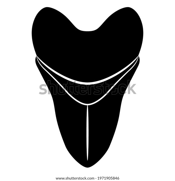Tooth Extinct Prehistoric Shark Megalodon Black Stock Vector (Royalty ...