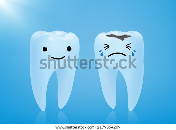 Tooth Smile Cry Emotion On Blue Stock Vector (Royalty Free) 2179354209 ...