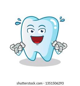 Tooth Excited Mascot Vector Cartoon Illustration Stock Vector (Royalty ...