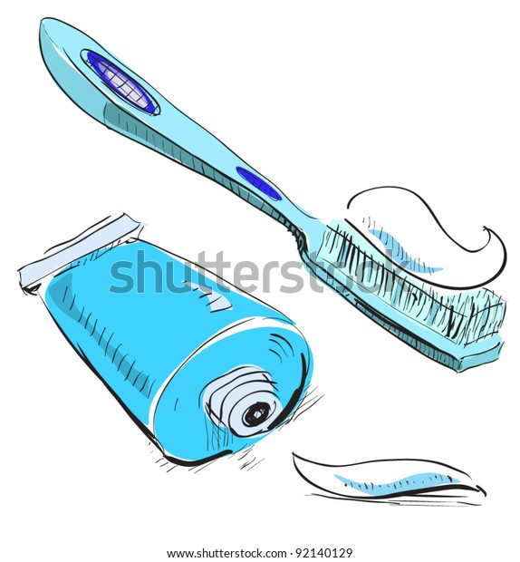 Toothbrush Toothpaste Sketch Icon Cartoon Doodle Stock Vector (Royalty ...