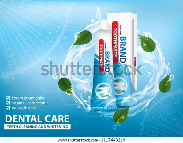 Toothpaste Dental Care Banner Vector Illustration Stock Vector (Royalty ...