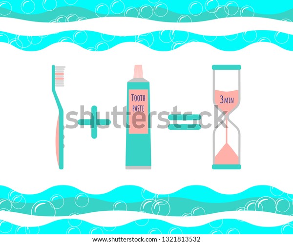 Toothpaste Toothbrush Hourglass Time Brush Your Stock Vector (Royalty ...