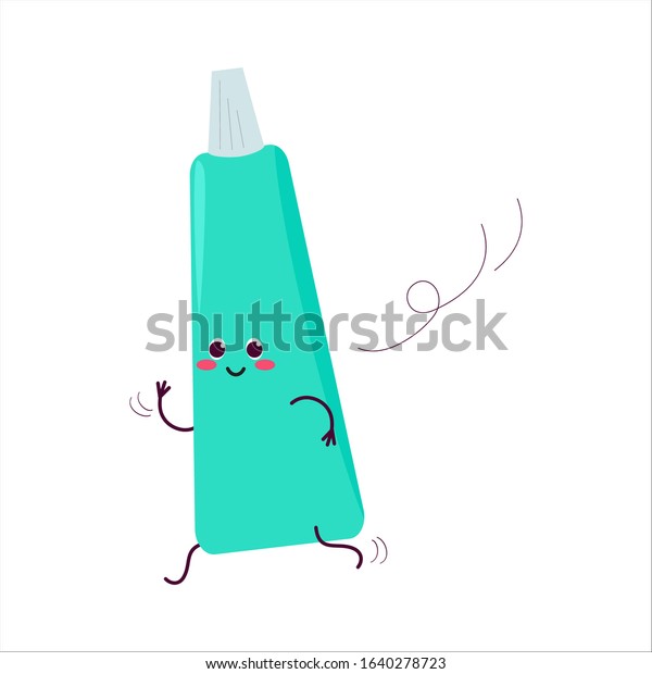 Toothpaste Tube Cute Cartoon Character Running Stock Vector (Royalty ...