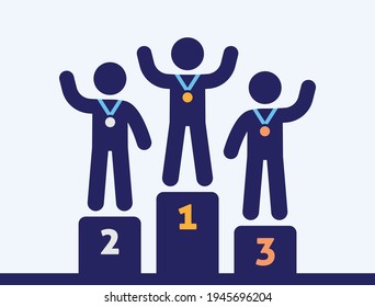 Top 3 Winners Standing On Podium Stock Vector (Royalty Free) 1945696204 ...