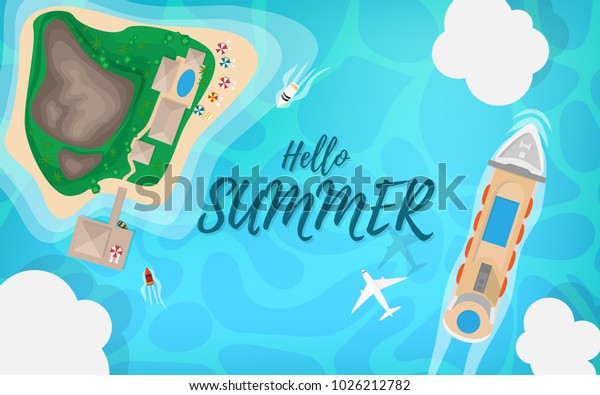 Top Down View Island Small Villa Stock Vector (Royalty Free) 1026212782 ...