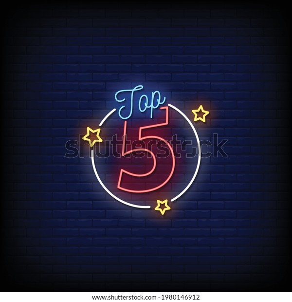 Top Five Neon Signs Style Text Stock Vector (Royalty Free) 1980146912 ...