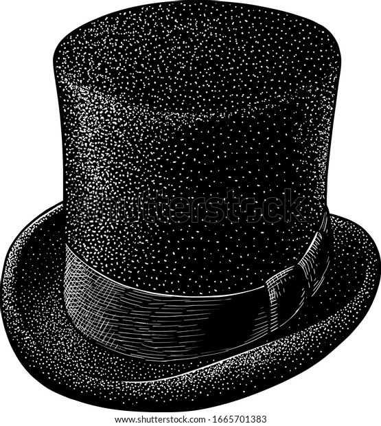 Top Hat Illustration Drawing Engraving Ink Stock Vector (Royalty Free ...