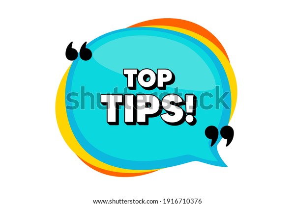 Top Tips Symbol Blue Speech Bubble Stock Vector (Royalty Free ...