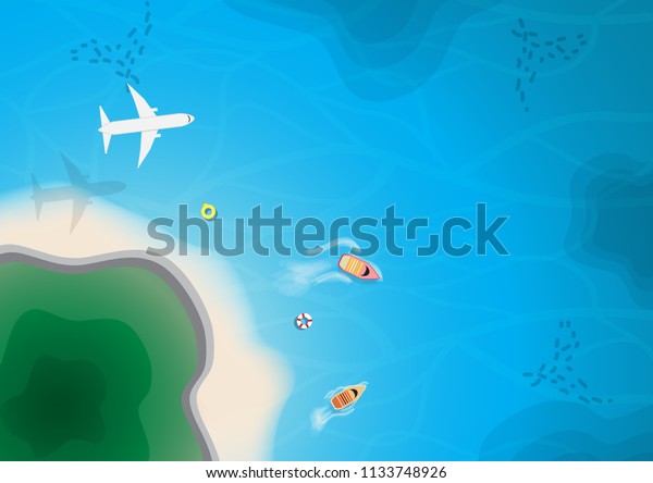Top Tree Island View Aerial View Stock Vector (Royalty Free) 1133748926 ...