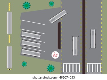 Top View Bus Station Landscape Vector Stock Vector (Royalty Free ...