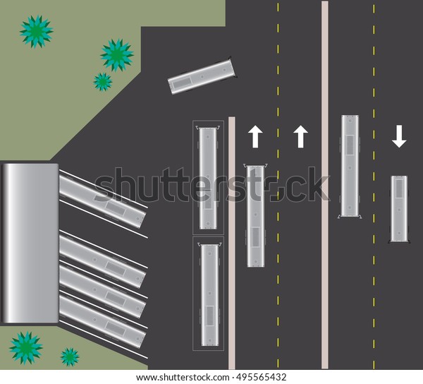 Top View Bus Station Landscape Vector Stock Vector (Royalty Free ...