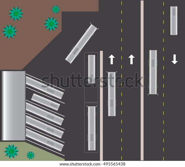 Top View Bus Station Landscape Vector Stock Vector (Royalty Free ...