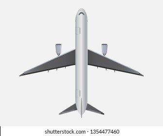 Above View Passenger Commercial Airplane Isolated Stock Photo ...