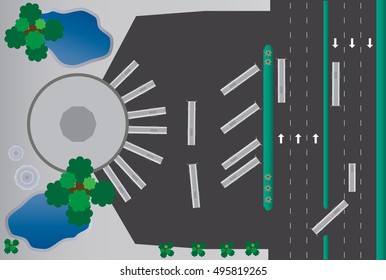 Top View Circle Building Bus Station: เวกเตอร์สต็อก (ปลอดค่าลิขสิทธิ์ ...