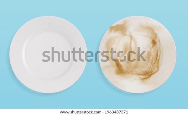 Top View Clean Dirty Plates Vector Stock Vector (Royalty Free ...
