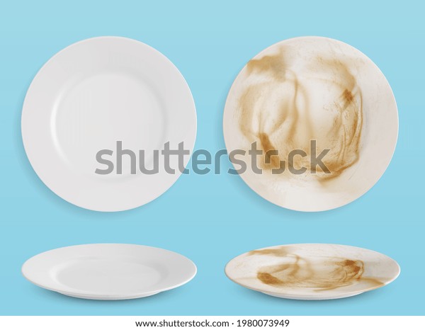 Top View Clean Dirty Plates Vector Stock Vector (Royalty Free ...
