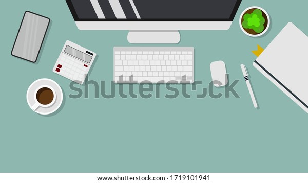 Top View Desk Background Laptop Digital Stock Vector (Royalty Free ...