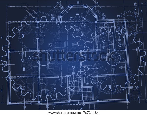 Top View Gears Blueprint Vector: เวกเตอร์สต็อก (ปลอดค่าลิขสิทธิ์ ...