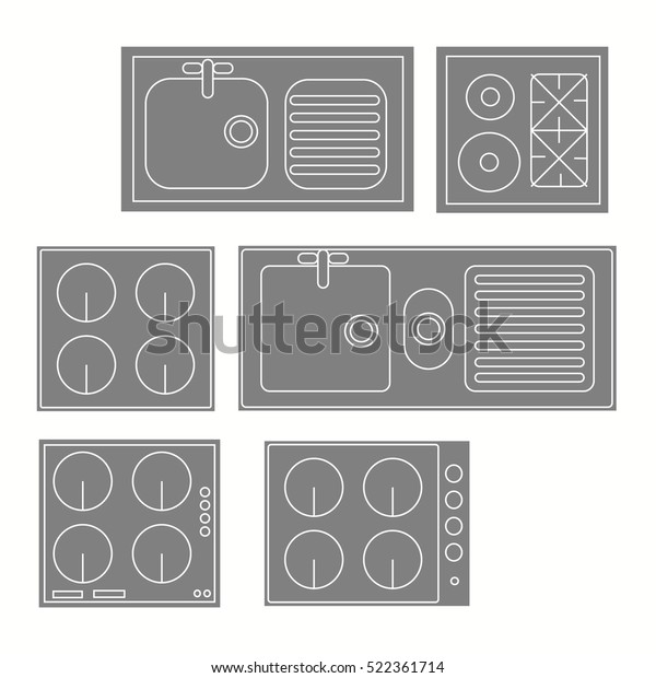 Top View Kitchen Elements Furniture Symbols Stock Vector (Royalty Free ...