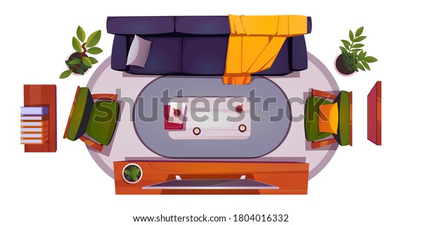 Top View Living Room Interior Sofa Stock Vector (Royalty Free ...