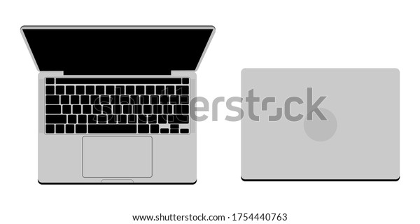 Top View Modern Laptop Open Closed Stock Vector (Royalty Free ...