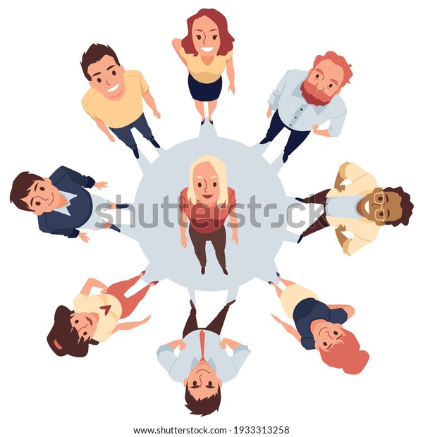 Top View Modern People Standing Circle Stock Vector (Royalty Free ...