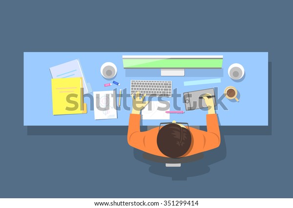 Top View Office Stock Vector (Royalty Free) 351299414 | Shutterstock