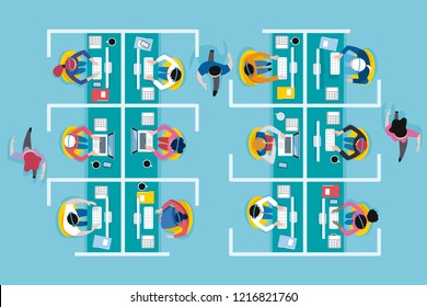 Top View Office Call Center Workers Stock Vector (Royalty Free ...