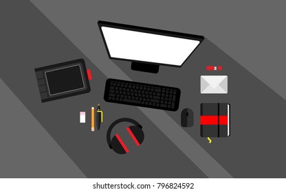 Top View Office Desk Stock Vector (Royalty Free) 796824592 | Shutterstock