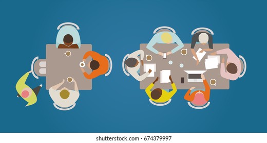 Top View People Desk Vector Illustration Stock Vector (Royalty Free ...