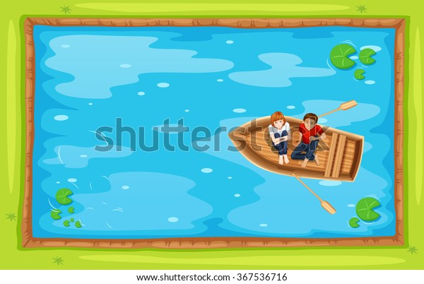 Top View People Rowing Boat Pond Stock Vector (Royalty Free) 367536716 ...