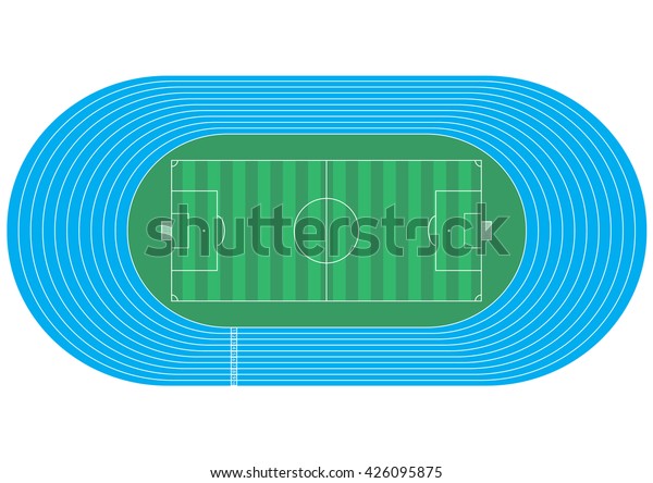 Top View Running Track Soccer Field: vector de stock (libre de regalías ...