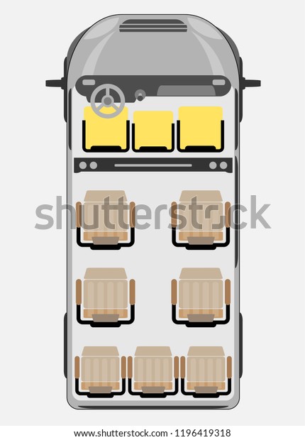 Top View show Seat Map of Passenger Big Van Car